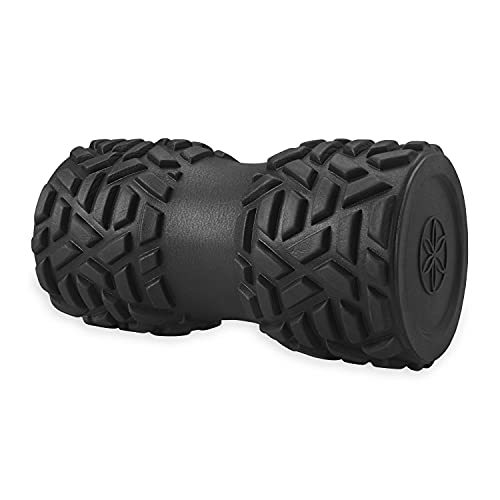 Gaiam Restore Grooved Foam Roller - Cradles The Spine, Calf, or Arms for Deep Muscle Release - Lightly Textured with Padding for Gentle Massage - 8"L x 4"D - Includes Massage Guide