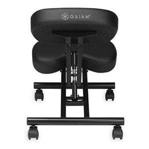 Gaiam Ergonomic Kneeling Chair - Adjustable Office Chair with Padded Cushions - Home Office Chair for Improving Posture and Core Alignment - Includes Easy-Glide Lockable Caster Wheels