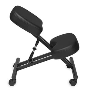 Gaiam Ergonomic Kneeling Chair - Adjustable Office Chair with Padded Cushions - Home Office Chair for Improving Posture and Core Alignment - Includes Easy-Glide Lockable Caster Wheels