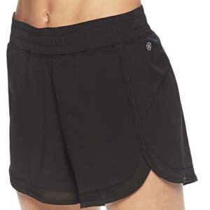 Gaiam Women's Warrior Yoga Short - Bike & Running Activewear Shorts - 3 Inch Inseam - Black Mesh Short, Large