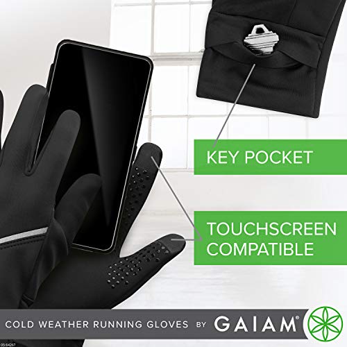 Gaiam Running Gloves Womens Cold Weather Touchscreen Compatible - Warm Winter Running Gear for Women - Walking, Running, Hiking, Biking/Cycling, Workout, Exercise/Fitness (S/M)