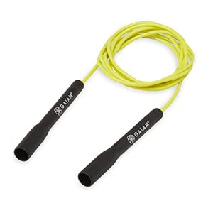 gaiam classic speed rope for women and men – jumping rope for fitness and exercise – lightweight, tangle-free, portable, and adjustable jump rope for training, cardio, aerobic skipping