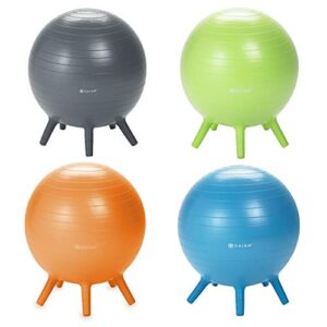 gaiam kids stay-n-play children’s balance ball – flexible school chair active classroom desk alternative seating, blue, orange junior, lime junior and grey, 52cm