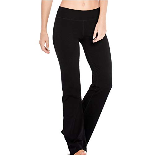 Houmous S-XXXL 29''31''33''35'' Inseam Women's Cotton Bootcut Pants Inner Pocket(Regular-33 Inseam-Black, Large)