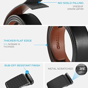 CHAOREN Ratchet Belt for Men - Mens Belt Leather 1 3/8" for Casual Jeans - Micro Adjustable Belt Fit Everywhere