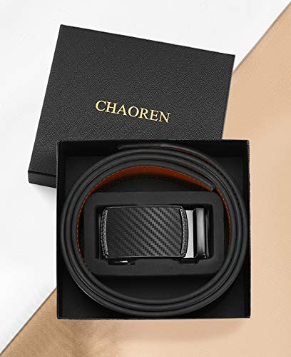 CHAOREN Ratchet Belt for Men - Mens Belt Leather 1 3/8" for Casual Jeans - Micro Adjustable Belt Fit Everywhere