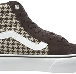 Vans Women's Hi-Top Platform Sneaker, Suede Plaid Mix Brown/White, 8