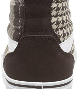 Vans Women's Hi-Top Platform Sneaker, Suede Plaid Mix Brown/White, 8