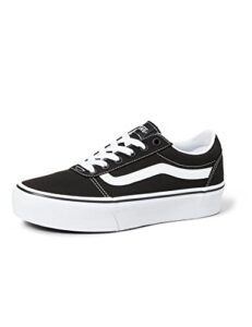 vans women’s ward platform low-top sneakers, black ((canvas) black/white 187), 7.5