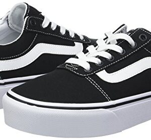 Vans Women's Ward Platform Low-Top Sneakers, Black ((Canvas) Black/White 187), 7.5