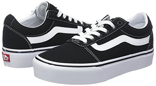 Vans Women's Ward Platform Low-Top Sneakers, Black ((Canvas) Black/White 187), 7.5