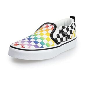 vans unisex-child classic slip-on (little big kid) (rainbow check (blk/wht), numeric_11)