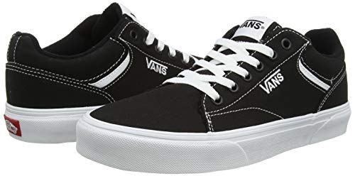 Vans Men's Seldan Sneaker, Black Canvas Black White 187, 12