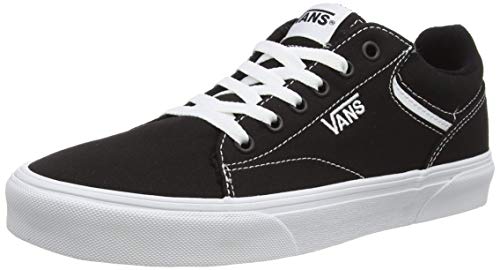 Vans Men's Seldan Sneaker, Black Canvas Black White 187, 12