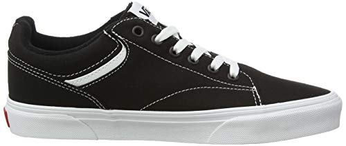 Vans Men's Seldan Sneaker, Black Canvas Black White 187, 12