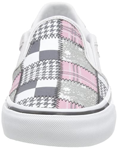 Vans Unisex Asher Canvas Low Platform Slip On Sneaker - Deluxe Patchwork Light Grey 9