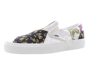 vans women’s ua classic slip-on, patchwork/true white, 8 medium us