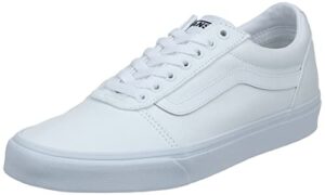 vans men’s ward sneaker, canvas white white, 10.5