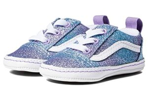 vans, old skool infant crib sneakers (ombre glitter – multi/true white, 3)