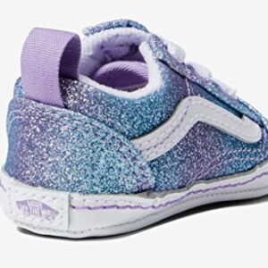 Vans, Old Skool Infant Crib Sneakers (Ombre Glitter - Multi/True White, 3)