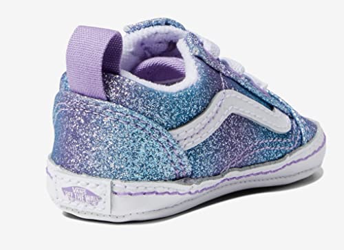 Vans, Old Skool Infant Crib Sneakers (Ombre Glitter - Multi/True White, 3)