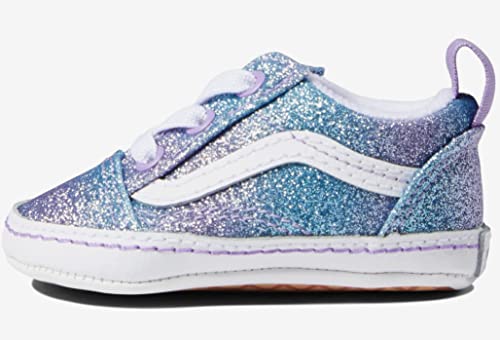 Vans, Old Skool Infant Crib Sneakers (Ombre Glitter - Multi/True White, 3)