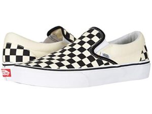 vans women’s classic slip on trainers, black/white/checkerboard, 7 women/5.5 men