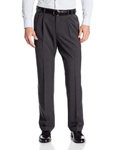 van heusen mens big and tall stretch traveler cuffed crosshatch pleated pants, grey, 44w x 32l us