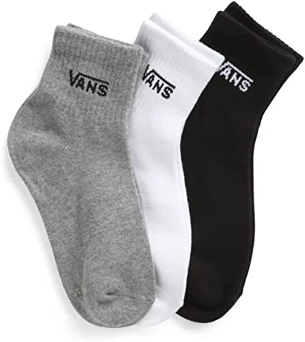 Vans, Women's Half Crew Socks, 3 Pair Pack | 6.5-10, Assorted (Black/Grey/White)