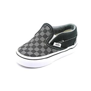 vans unisex-child classic slip-on core-k, check black/pewter, 7 m us toddler