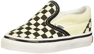 vans unisex-child classic slip-on-k, black/white checkerboard/white, 8 m us toddler