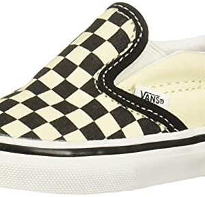 Vans Unisex-Child Classic Slip-ON-K, Black/White Checkerboard/White, 8 M US Toddler