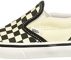 Vans Unisex-Child Classic Slip-ON-K, Black/White Checkerboard/White, 8 M US Toddler