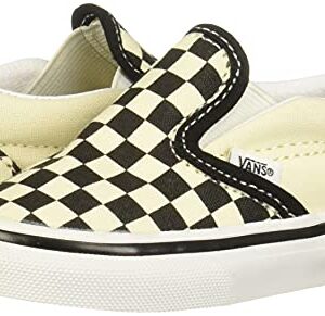 Vans Unisex-Child Classic Slip-ON-K, Black/White Checkerboard/White, 8 M US Toddler