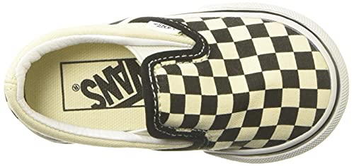 Vans Unisex-Child Classic Slip-ON-K, Black/White Checkerboard/White, 8 M US Toddler