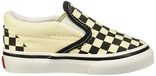 Vans Unisex-Child Classic Slip-ON-K, Black/White Checkerboard/White, 8 M US Toddler