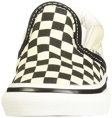 Vans Unisex-Child Classic Slip-ON-K, Black/White Checkerboard/White, 8 M US Toddler