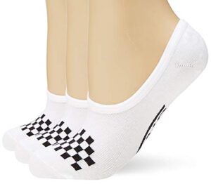 vans womens girls basic canoodle no show socks (shoe size 7-10, white/black check)