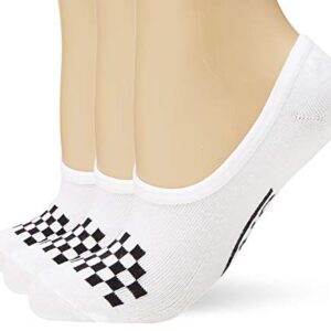 Vans Womens Girls Basic Canoodle No Show Socks (Shoe Size 7-10, White/Black Check)