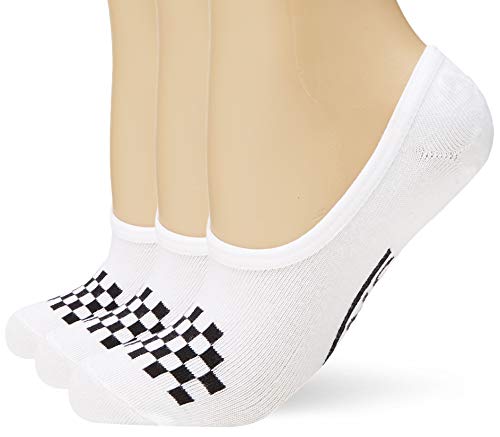 Vans Womens Girls Basic Canoodle No Show Socks (Shoe Size 7-10, White/Black Check)