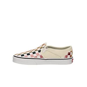 vans unisex asher canvas low platform slip on sneaker – multicolored checkered 8