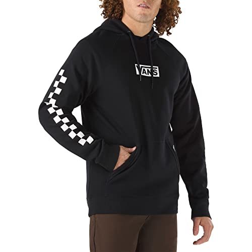 Vans Men's Standard Pullover Hoodie, (Versa) Black/Checkerboard, Size Large