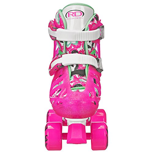 Roller Derby Trac Star Youth Girl's Adjustable Roller Skate White/Pink Size Medium (12-2)