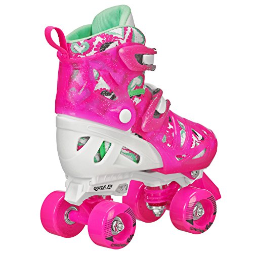 Roller Derby Trac Star Youth Girl's Adjustable Roller Skate White/Pink Size Medium (12-2)