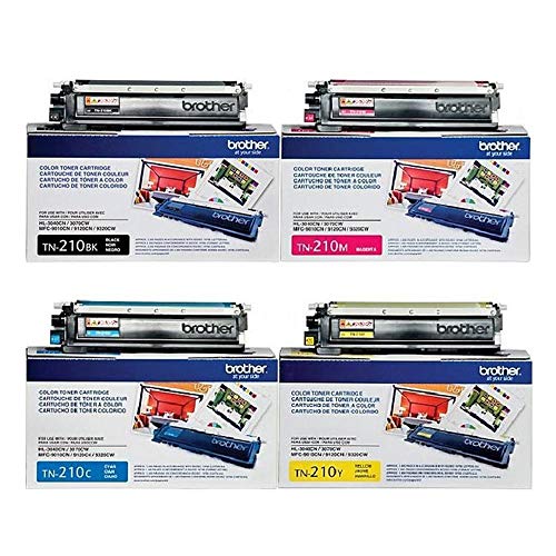 Genuine Brother TN210 (TN-210) Color (Bk/C/M/Y) Toner Cartridge 4-Pack