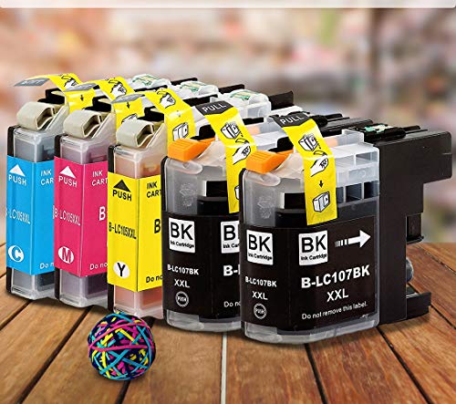 INKjetsclub Remanufactured Ink Cartridge Replacement for 5 Pack - Brother LC107 and LC105 Super High Yield Ink Cartridge Value Pack.