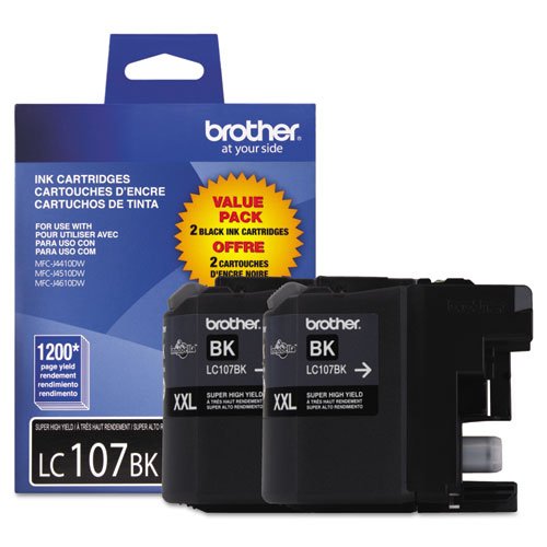 Brother - LC1072PKS, LC-107BK, Innobellla Super High-Yield Ink, 1200 Page-Yield, 2/Pk LC1072PKS (DMi PK