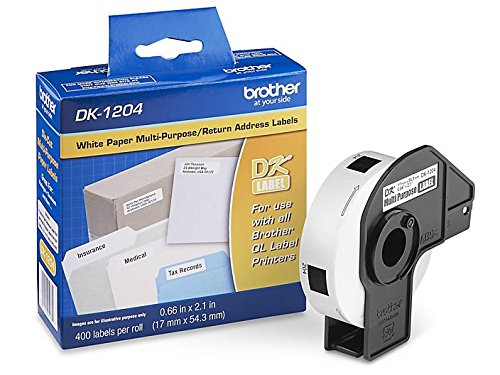 Brother Genuine DK-1204 Multipurpose Paper Label Roll, 400 Labels per Roll, 12 Rolls – for Use with All QL Label Printers