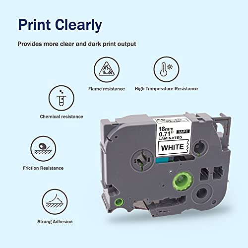 ISTAR Compatible Label Tape Replacement for Brother P-Touch TZe-241 TZe241 TZ-241 to use with Label Maker PTD400 PT-D450 PTD600 PTD400AD, 0.71 Inch (18mm) x 26.2 Feet (8m), Black on White, 4-Pack