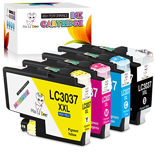 MS DEER Compatible LC3037 Ink Cartridges High-Yield Replacement for Brother LC 3037 XXL LC-3037XXL LC3037XXL LC3039 for MFC-J6945DW MFC-J6545DW MFC-J5845DW MFC-J5945DW Printer (BK/C/M/Y, 4 Packs)